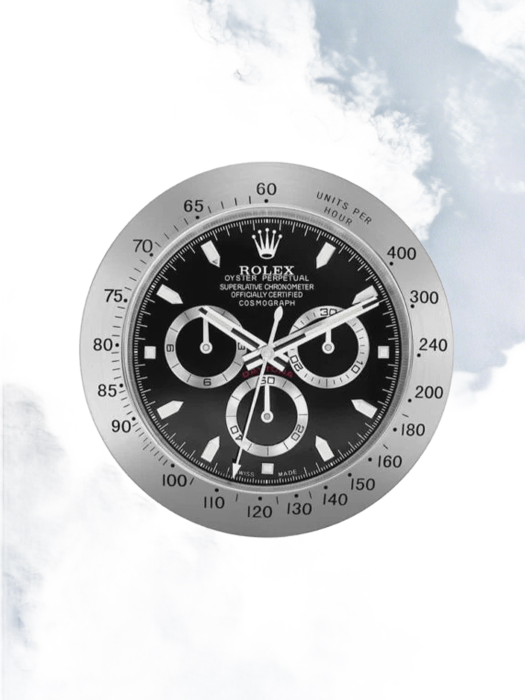 Rolex Daytona Wall Clock Replica Black Dial 35cm – Luxury Swiss Style ...